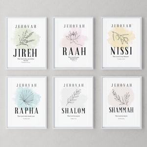 God Names Printable Wall Art Hebrew God Names Pintables Gifts Botanical ...