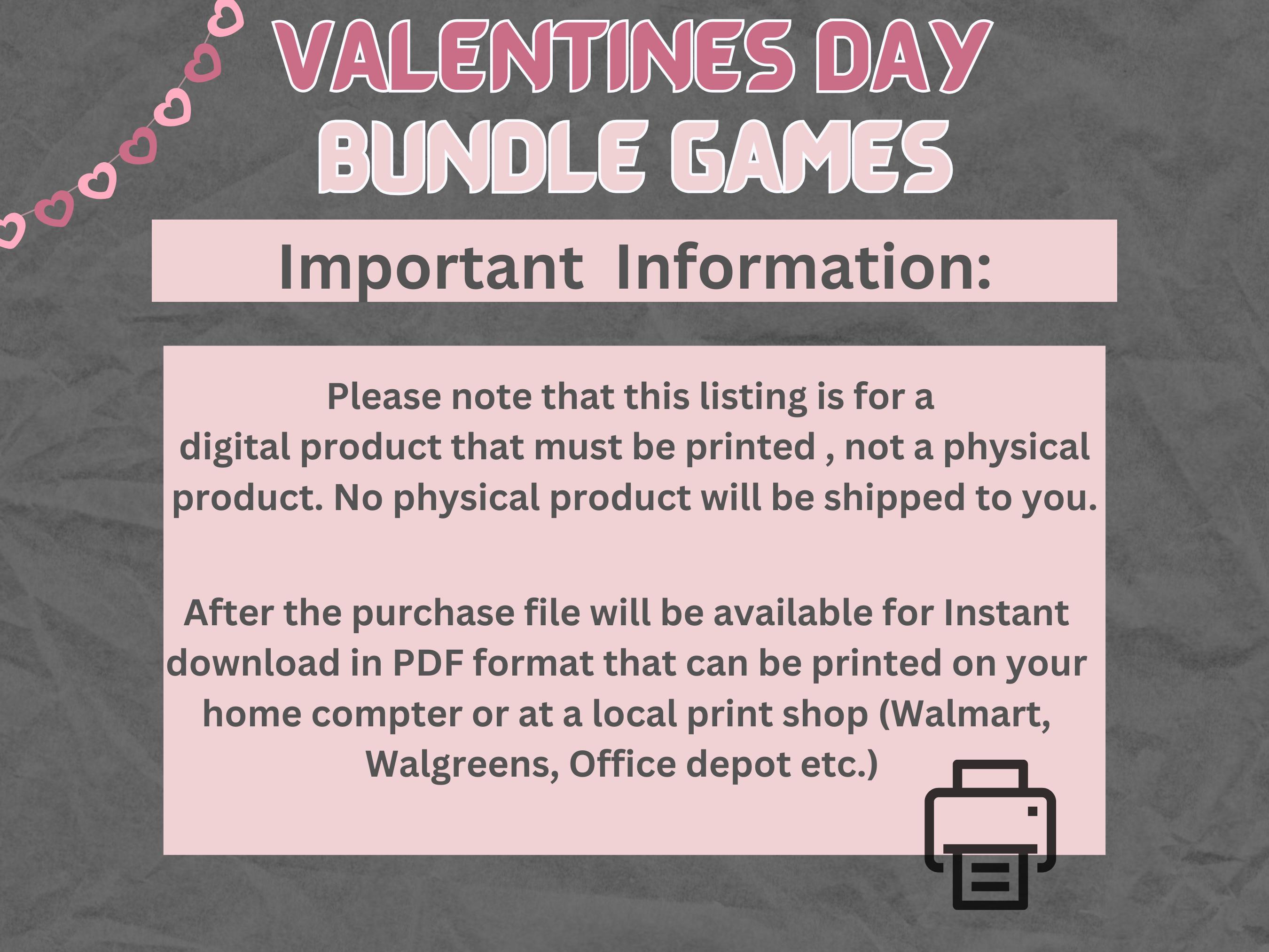 Valentine's Printable Games Bundle, Kids Activities (PDF) - Etsy