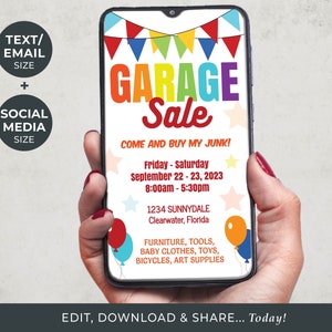 Garage Sale Electronic Invitation TEMPLATE Editable Yard - Etsy
