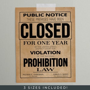 Prohibition PRINTABLE Poster | Instant Download | Prohibition ...