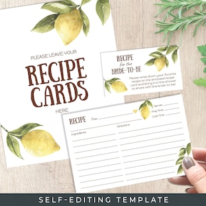 Recipe Card Self Editing TEMPLATE Bring a Recipe Card Recipe Card Sign ...