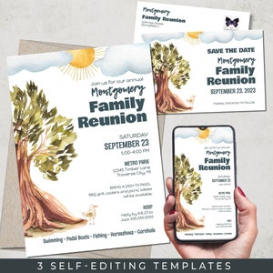 Family Reunion 3 Self-editing TEMPLATES | Family Get-together Picnic ...