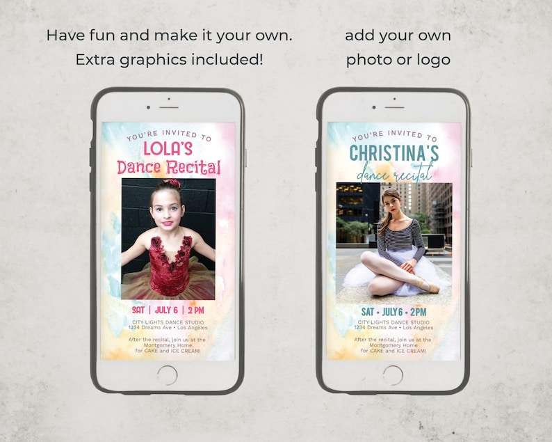 Dance Recital Invitation TEMPLATE Digital File | Mobile Phone Invite ...