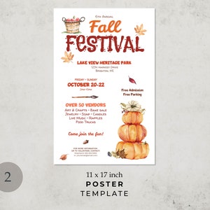 Fall Festival Bundle 3 Self-editing TEMPLATES 8.5x11 Flyer, 11x17 ...
