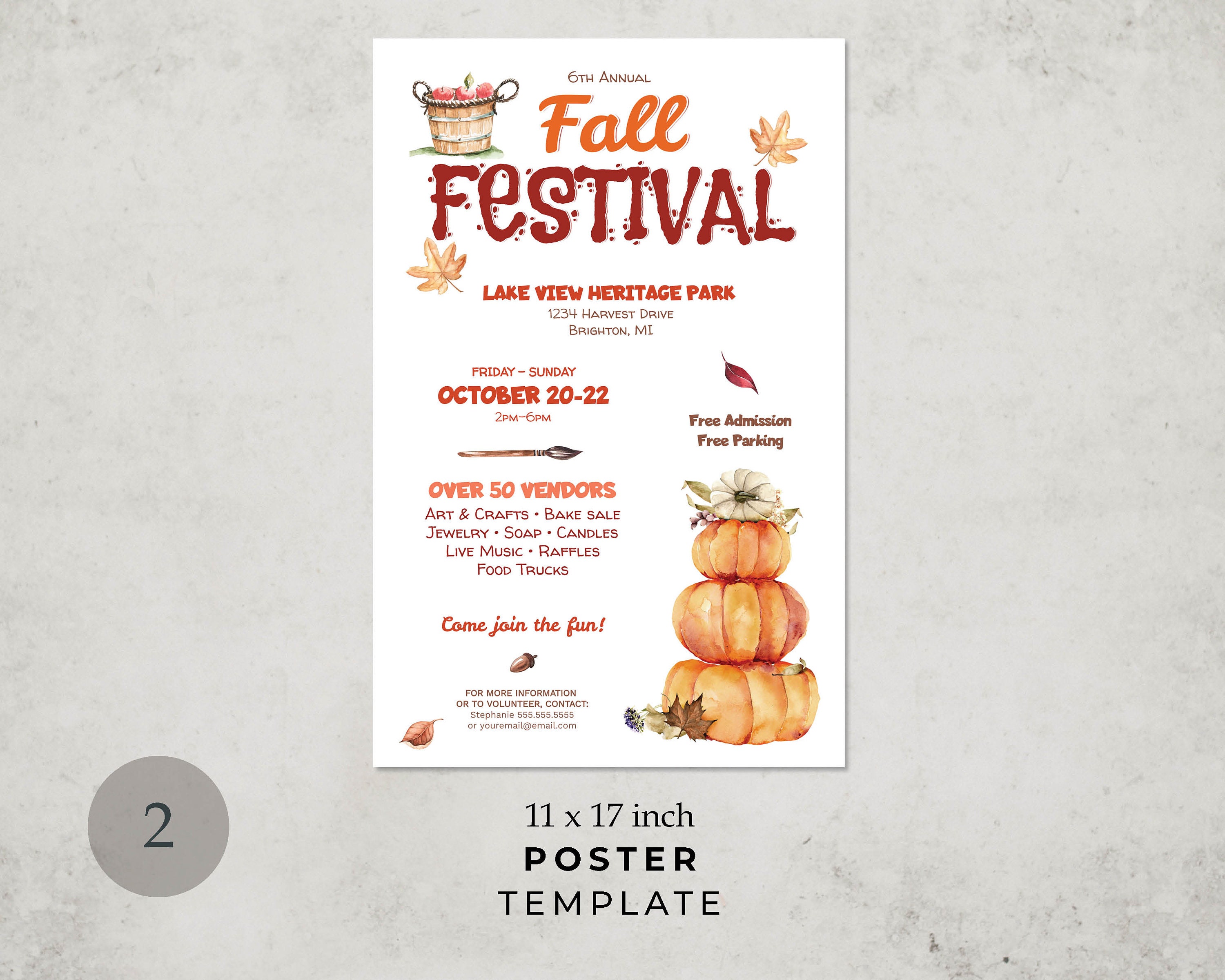Fall Festival Bundle 3 Self-editing TEMPLATES 8.5x11 Flyer, 11x17 ...