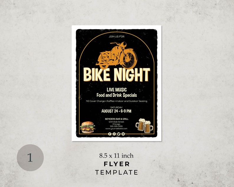 Bike Night - 3 Editable TEMPLATES | 8.5x11 Flyer, Mobile Invite, Social ...