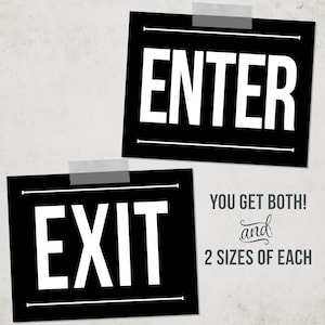 Exit Sign Printable | Enter Sign Printable | Instant Download | Digital ...