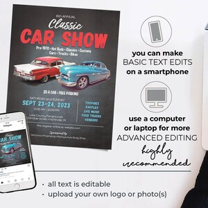 Car Show Editable TEMPLATES | 8.5x11 Flyer, 11x17 Poster, Social Media ...