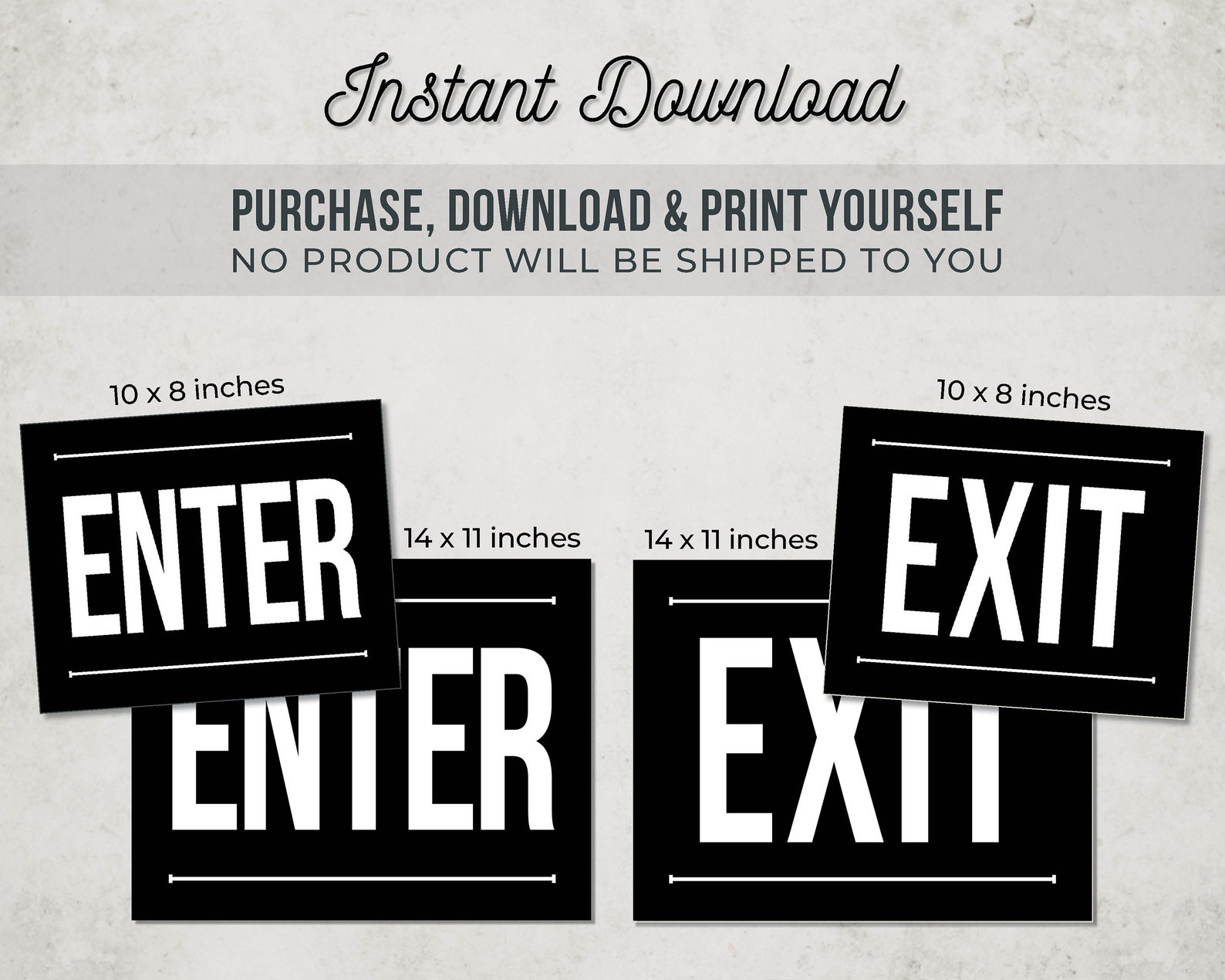 Exit Sign Printable Enter Sign Printable Instant Download Digital JPEG ...