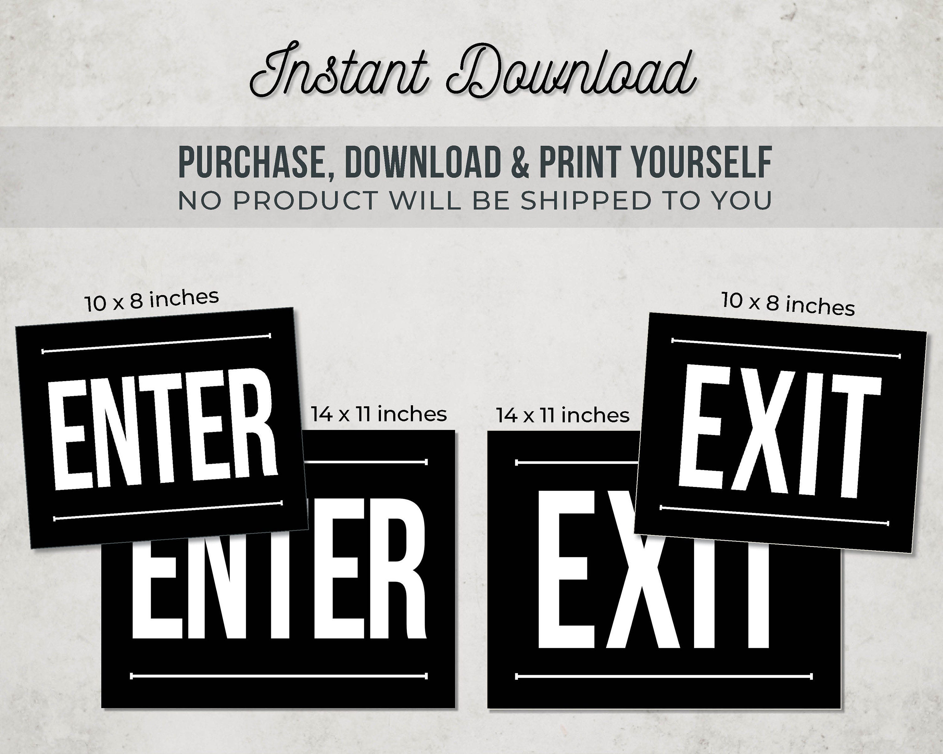 Exit Sign Printable | Enter Sign Printable | Instant Download | Digital ...