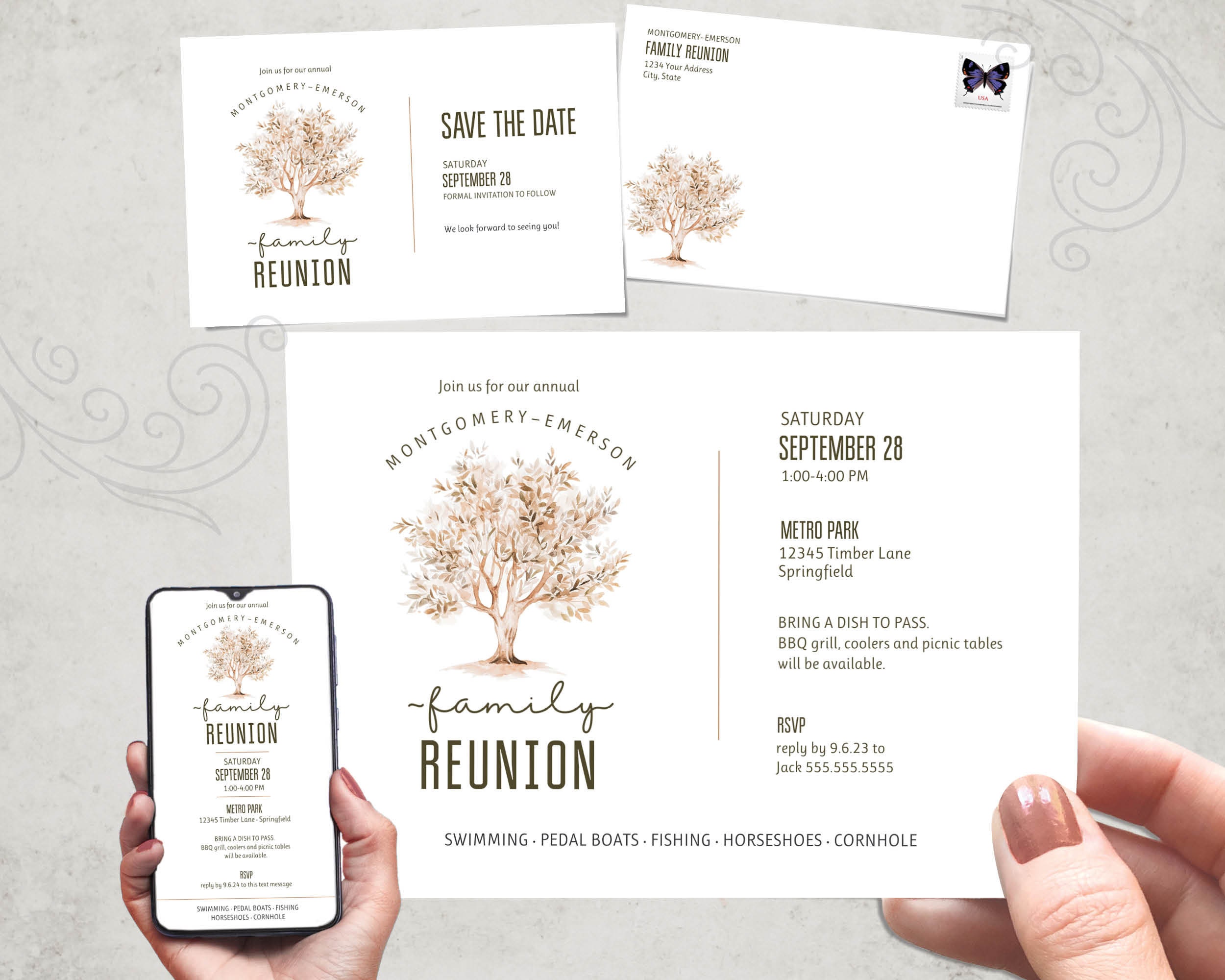 Family Reunion 3 Self-editing TEMPLATES | Get-together Picnic Editable ...