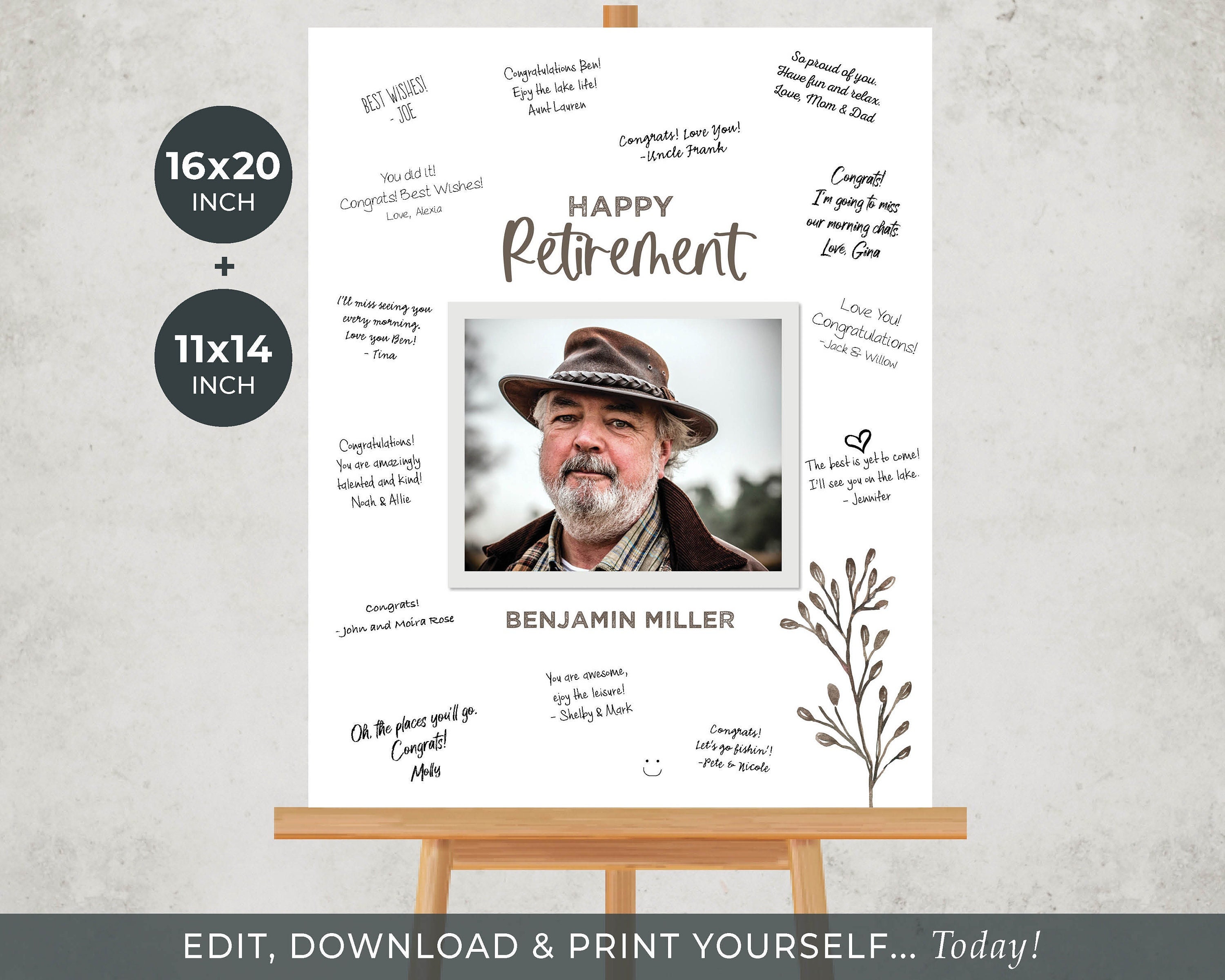 Retirement Message Board TEMPLATE Fully Editable Minimal Photo ...