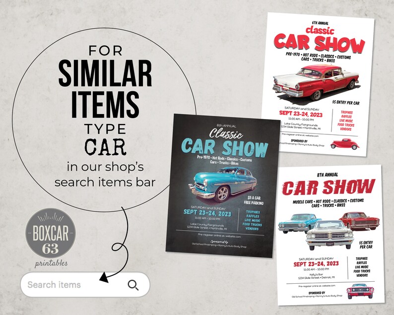 Car Show Editable TEMPLATES | 8.5x11 Flyer, 11x17 Poster, Social Media ...