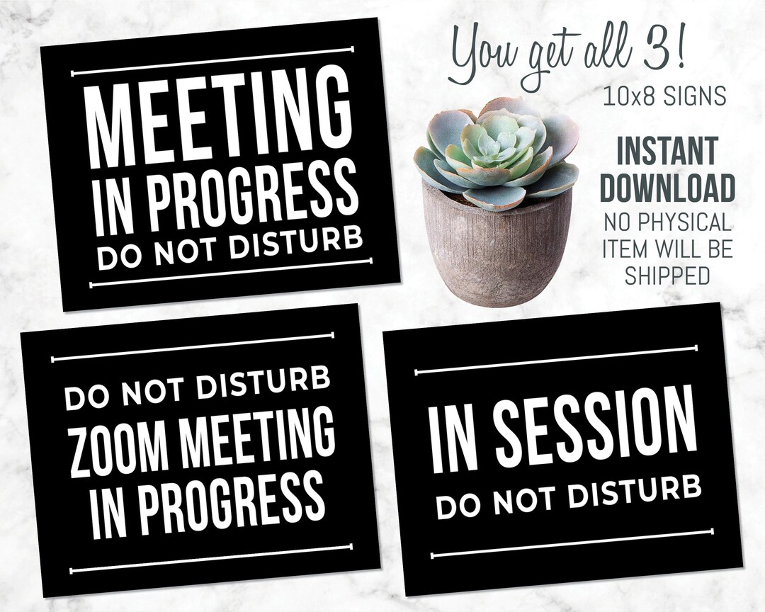 Meeting in Progress PRINTABLE Signs in Session Sign Zoom - Etsy