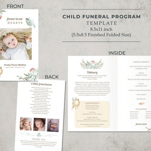 Child Baby Funeral Program TEMPLATE | Memorial Pamphlet | in Loving ...