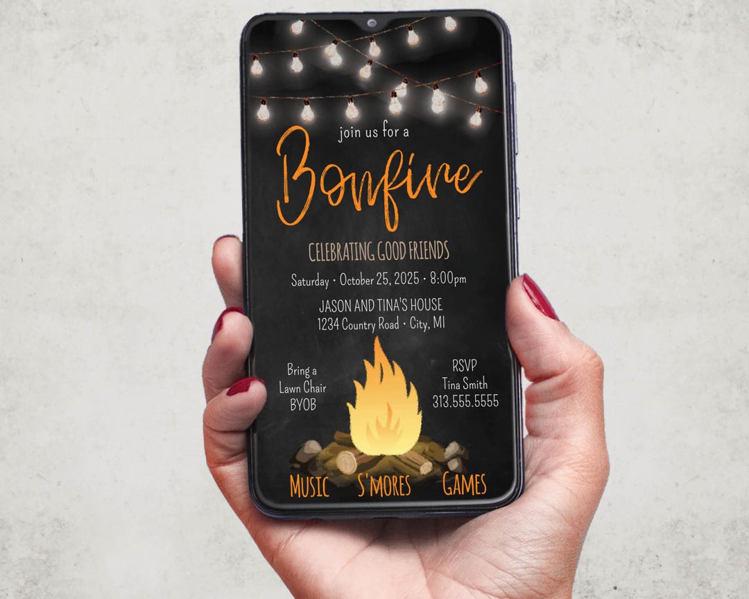 Bonfire Electronic Invitation TEMPLATE | Editable Invite File | Party ...