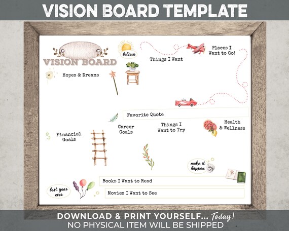 Vision Board Template Uneditable INSTANT DOWNLOAD Dream | Etsy