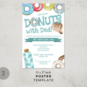 Donuts With Dad Self-editing TEMPLATES | 8.5x11 Flyer, 11x17 Poster ...