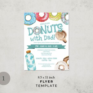 Donuts With Dad Self-editing TEMPLATES | 8.5x11 Flyer, 11x17 Poster ...