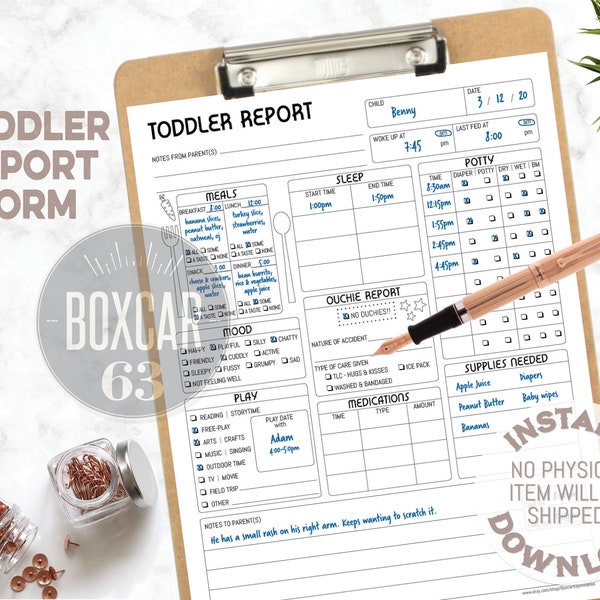 Toddler Daily Report - Etsy
