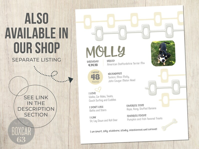 DOG Keepsake Poster Printable Template Pet Memory Keepsake | Etsy