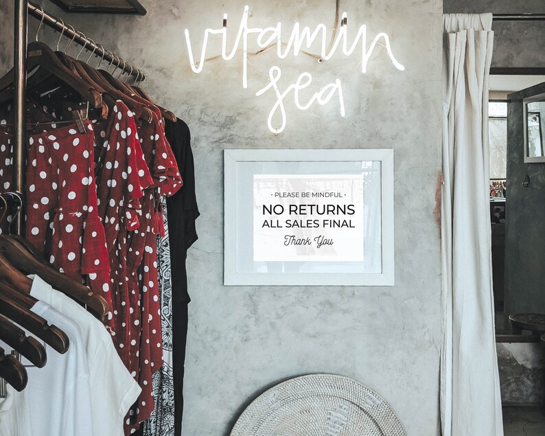 No Returns Sign Printable | Complimentary Sign | Instant Download ...