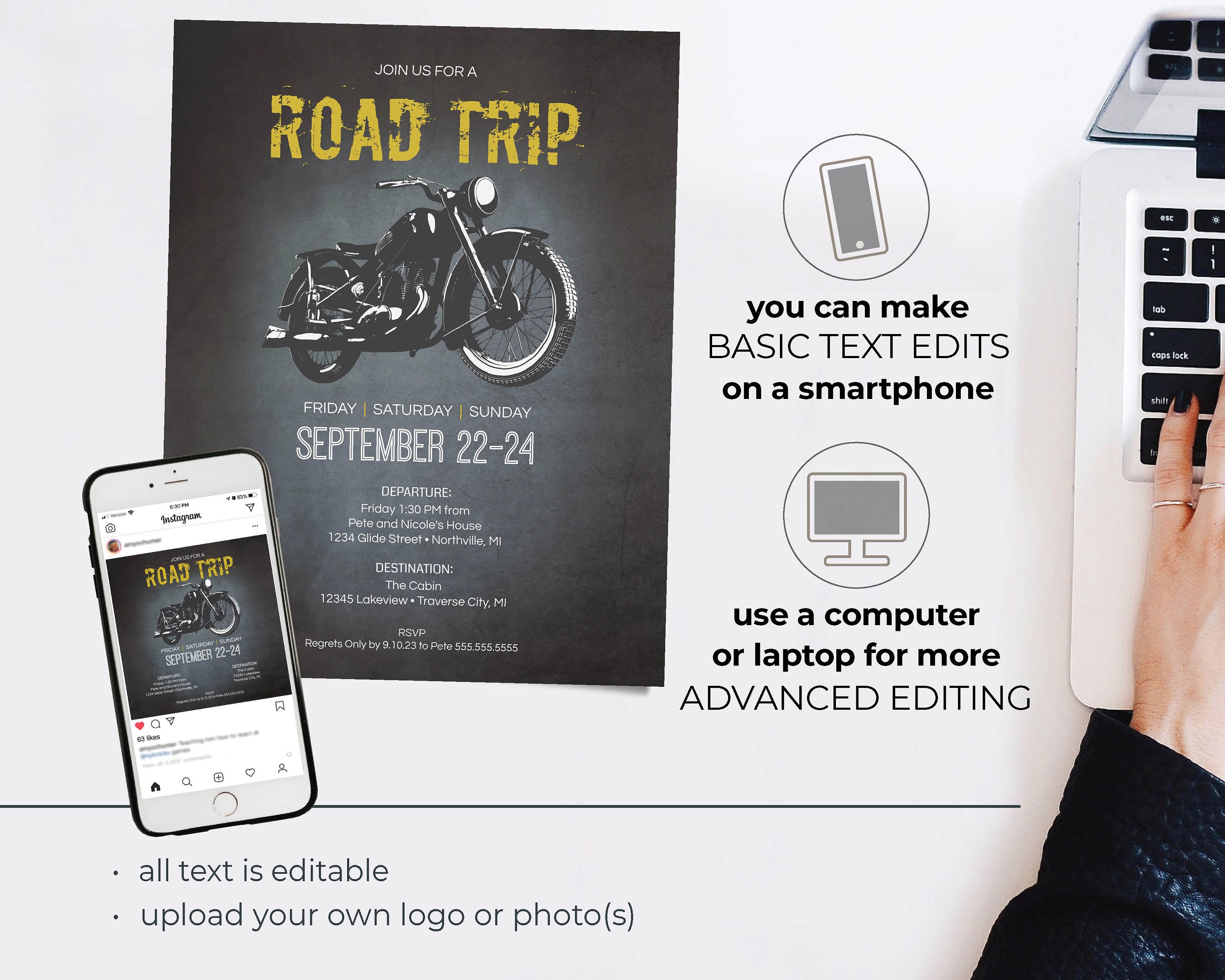 Road Trip Flyer Editable TEMPLATES 8.5x11 Flyer Social Media Size ...