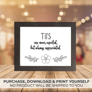 Tips Are Never Expected, but Always Appreciated | INSTANT DOWNLOAD ...