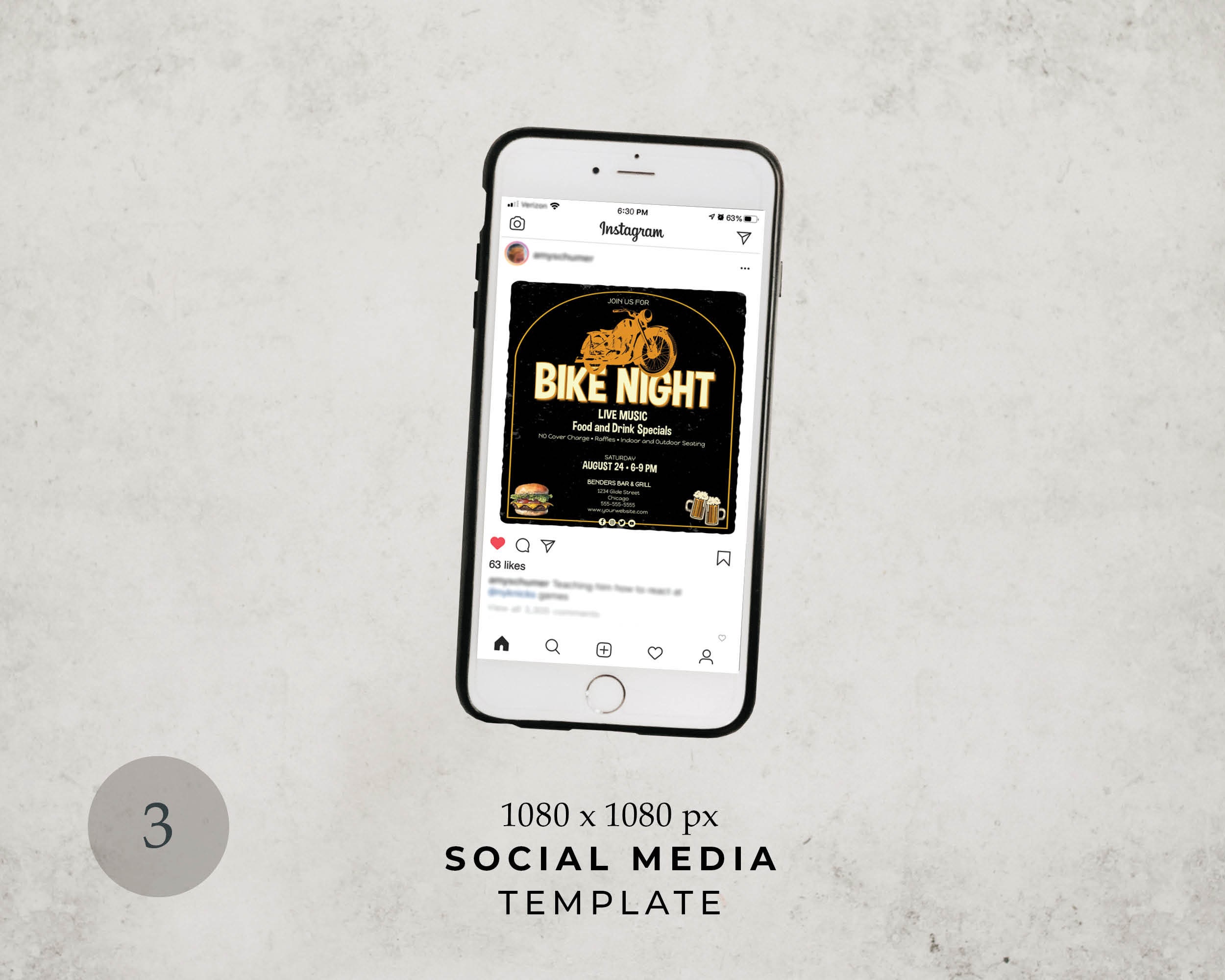 Bike Night - 3 Editable TEMPLATES | 8.5x11 Flyer, Mobile Invite, Social ...