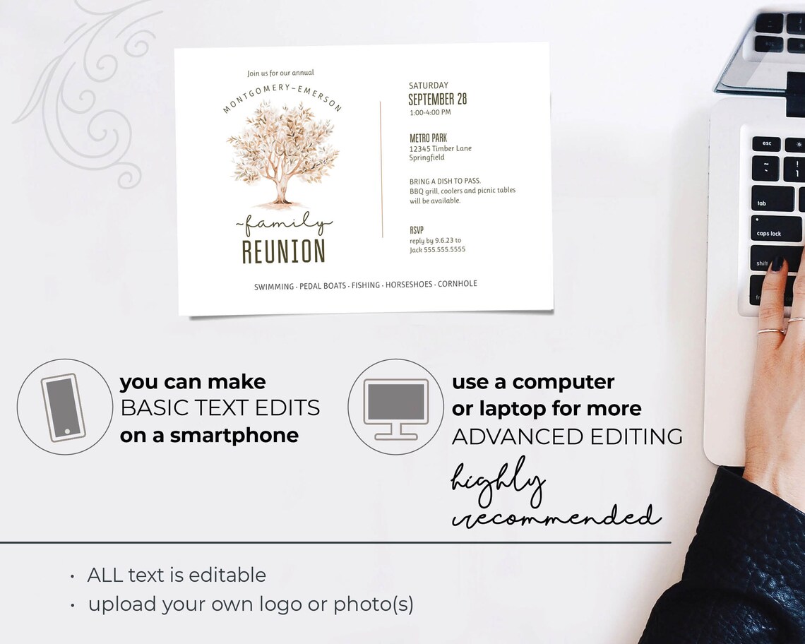 Family Reunion 3 Self-editing TEMPLATES | Get-together Picnic Editable ...