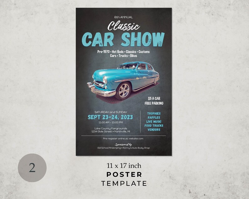 Car Show Editable TEMPLATES 8.5x11 Flyer, 11x17 Poster, Social Media ...