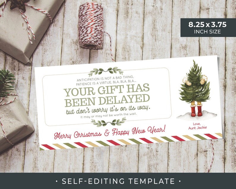 Gift Voucher Editable TEMPLATE Your Gift Has Been Delayed - Etsy
