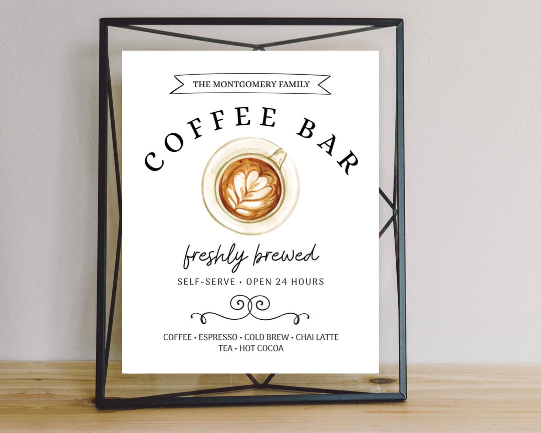 Coffee Bar Sign Self-editing TEMPLATES | Personalized Display Modern ...