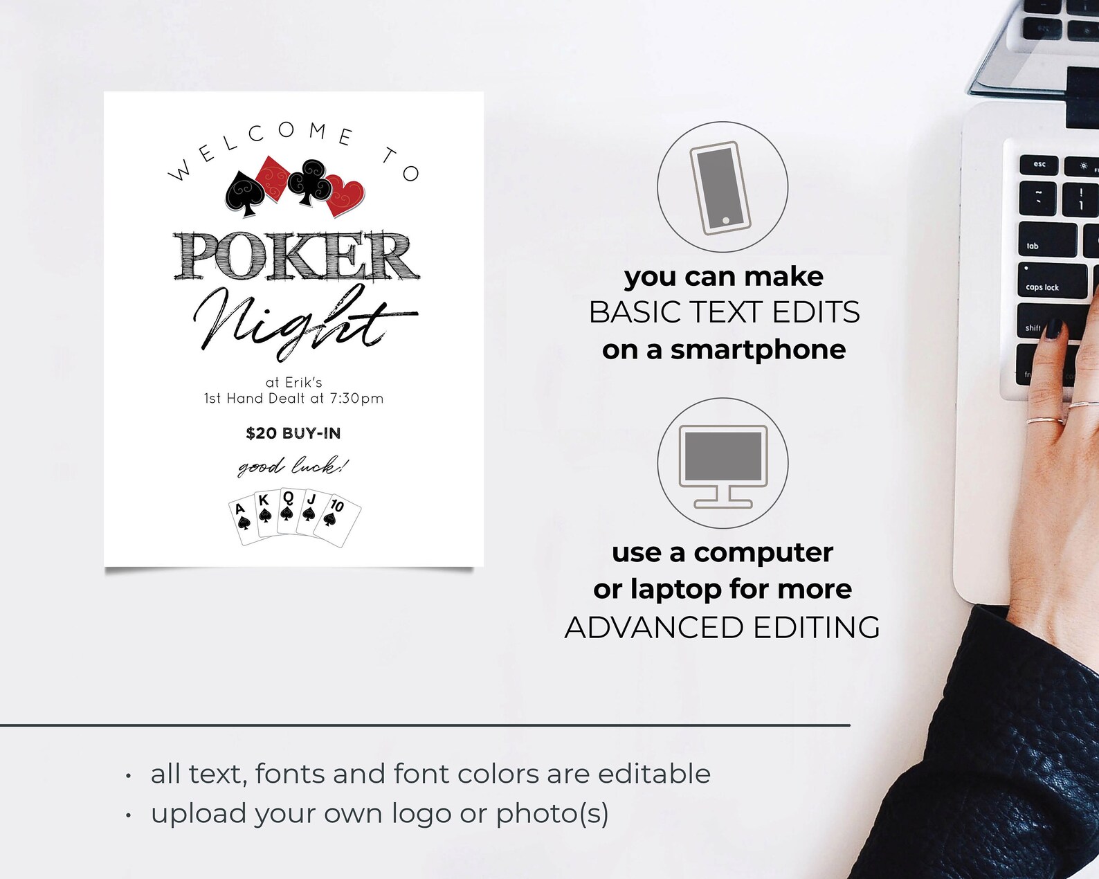 Poker Night Welcome Sign TEMPLATE Party Sign Casino Night - Etsy