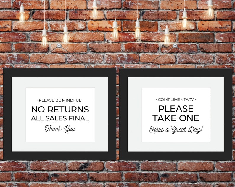 No Returns Sign Printable Complimentary Sign Instant - Etsy