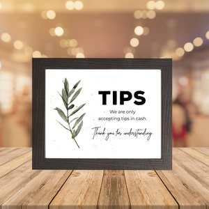 TIPS Cash Only - We Are Only Accepting Cash Tips | INSTANT DOWNLOAD ...