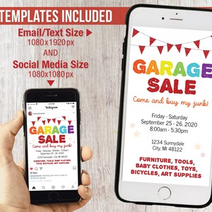 Garage Sale Electronic Invitation Template Editable Yard | Etsy