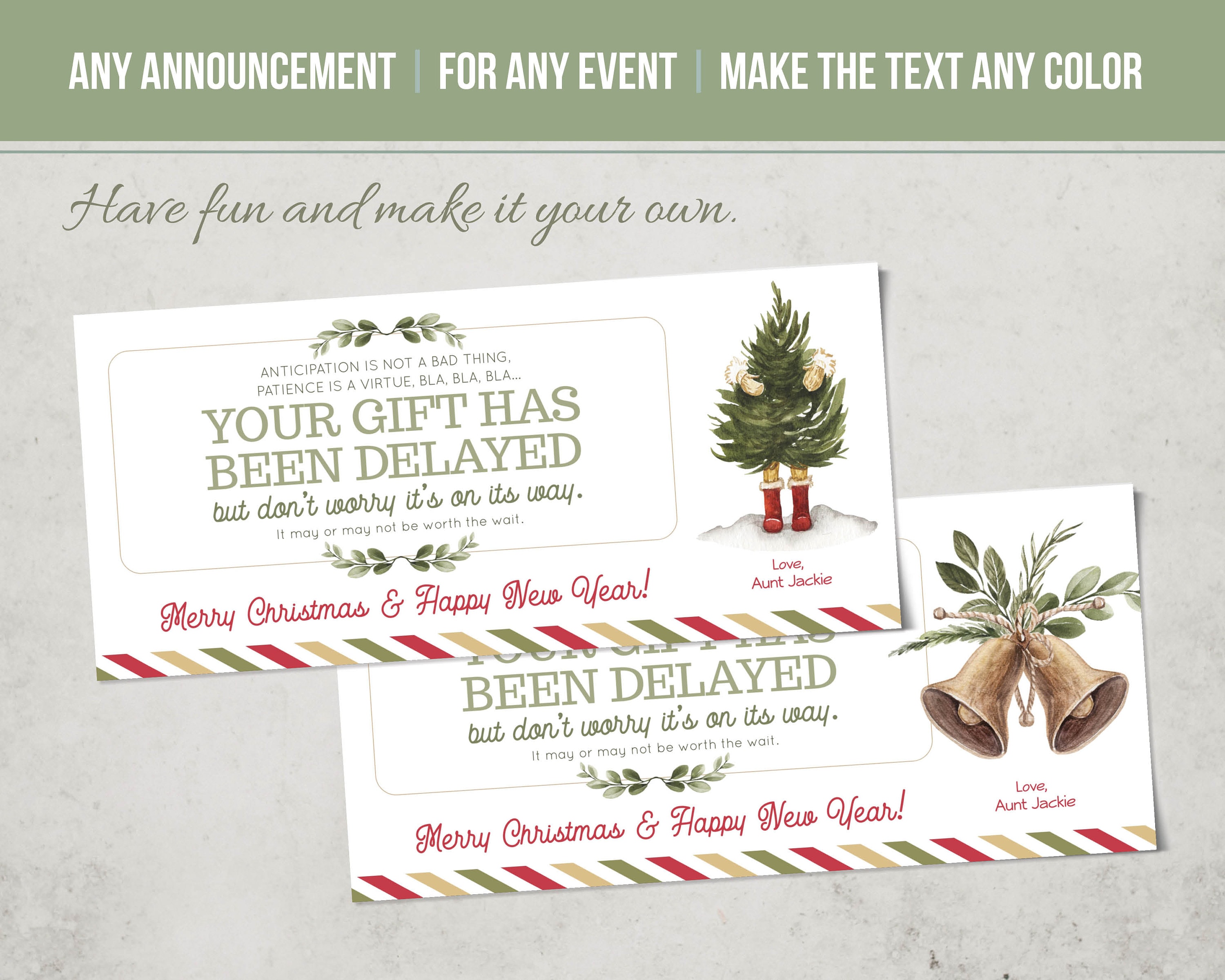 Gift Voucher Editable TEMPLATE Your Gift Has Been Delayed - Etsy