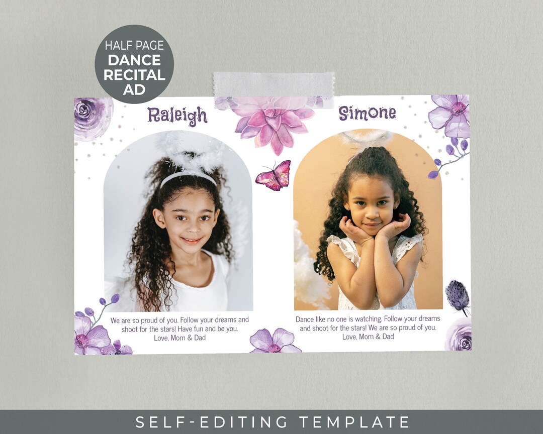 Dance Recital AD TEMPLATE | Self-editing in Corjl | Purple Garden ...