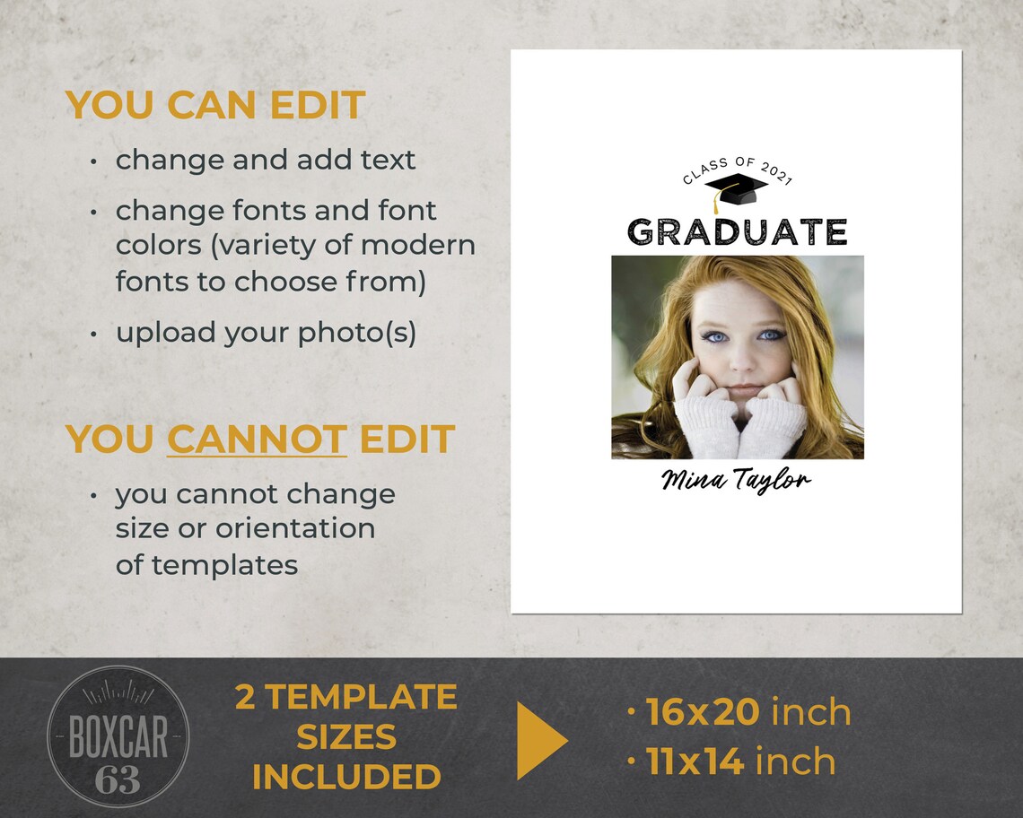 Graduation Message Board Template Fully Editable Modern | Etsy