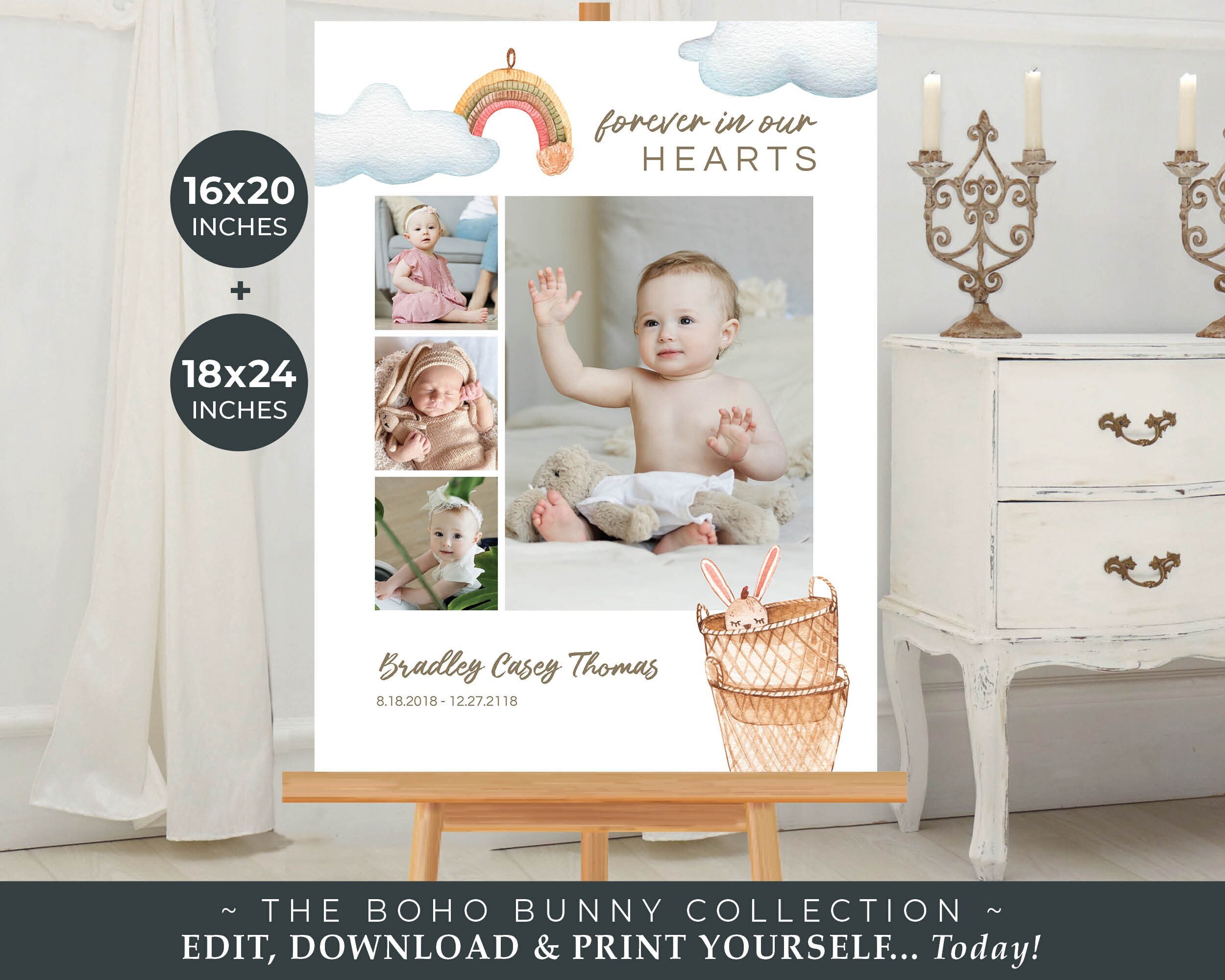 Child Funeral Photo Poster TEMPLATE in Loving Memory Memorial Welcome ...
