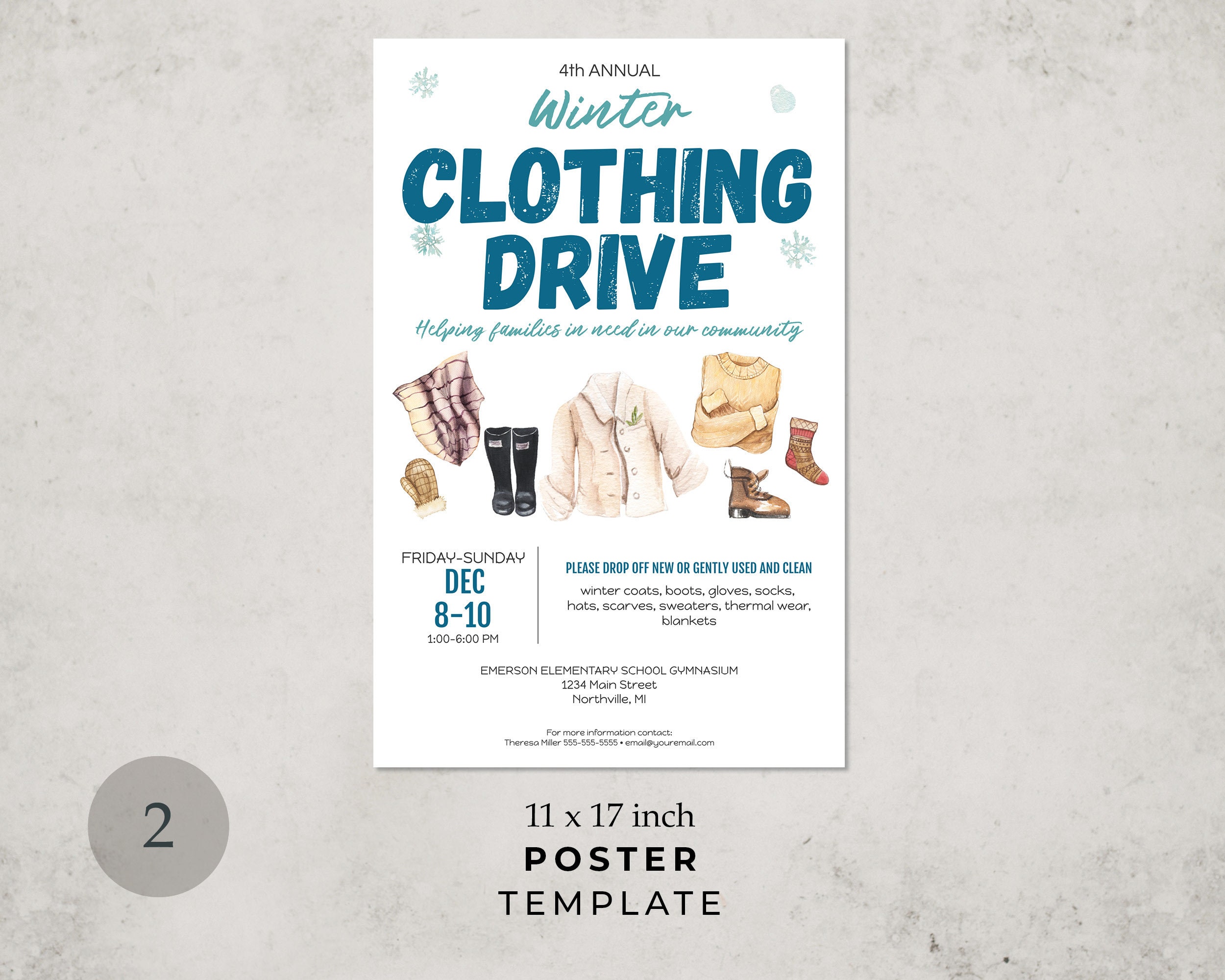 Winter Clothing Drive Editable TEMPLATES Flyer, 11x17 Poster, Social ...