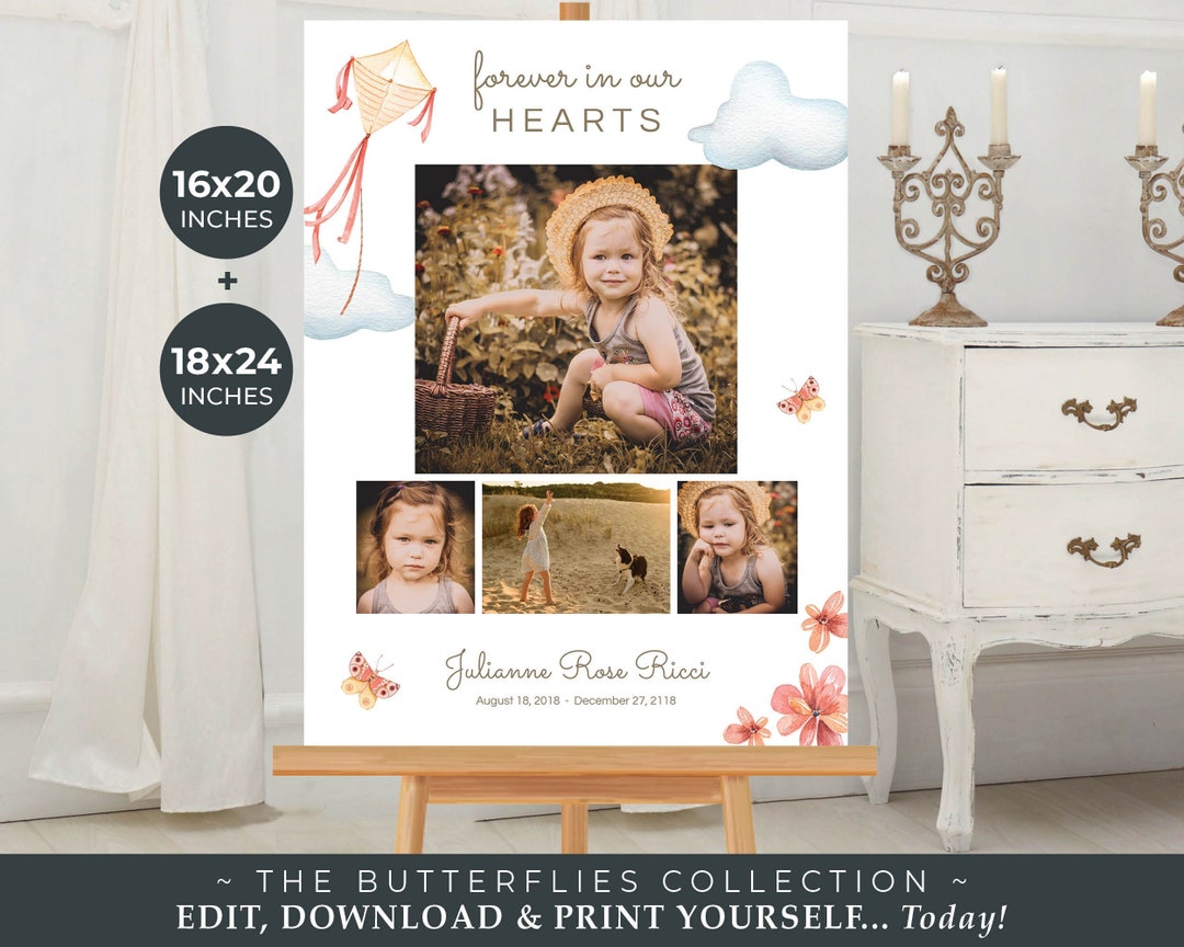 Child Funeral Photo Poster TEMPLATE | in Loving Memory | Memorial ...
