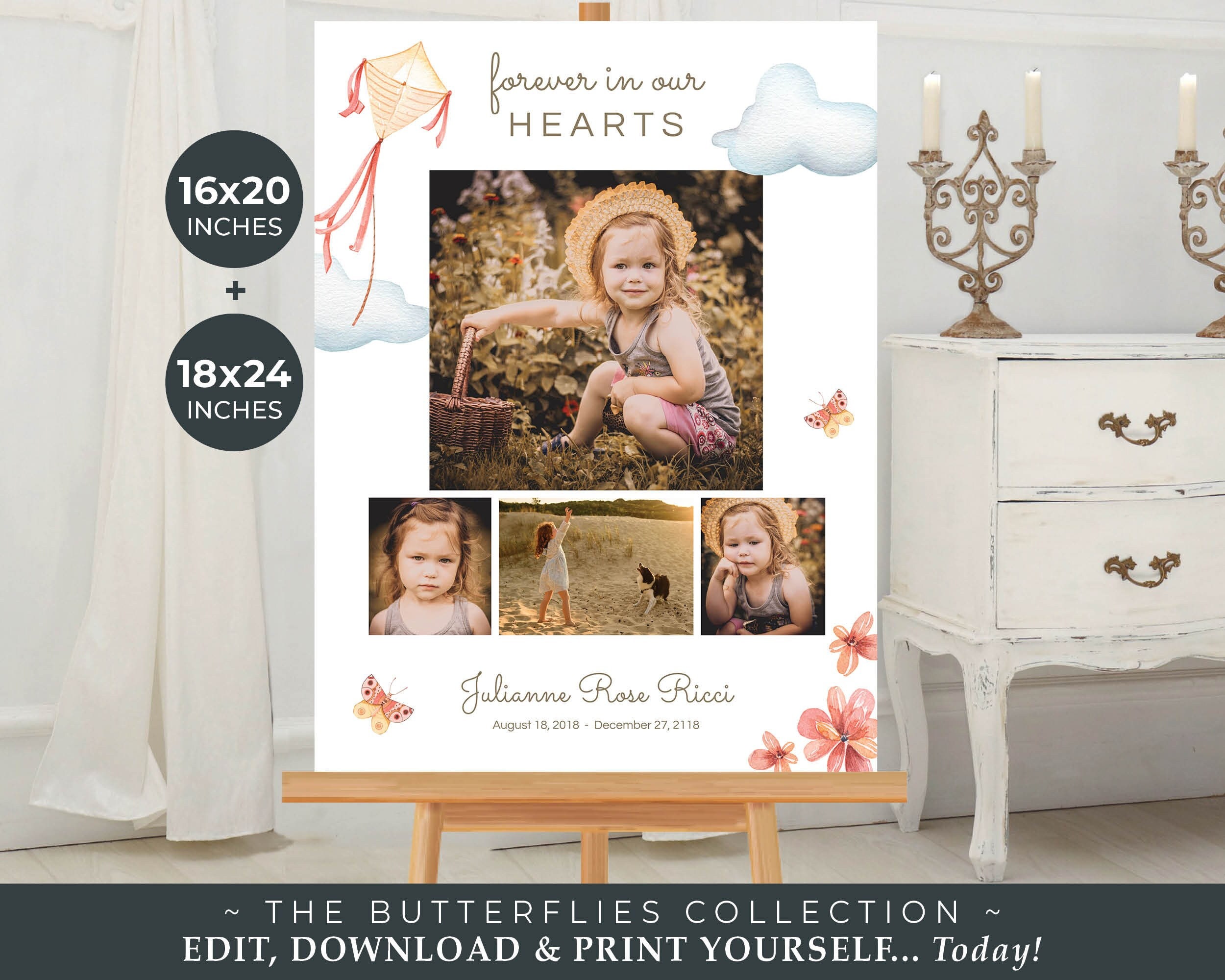 Child Funeral Photo Poster TEMPLATE in Loving Memory Memorial Welcome ...