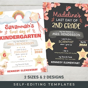 First Day of School Sign TEMPLATES in Corjl Last Day of School Sign 8 ...