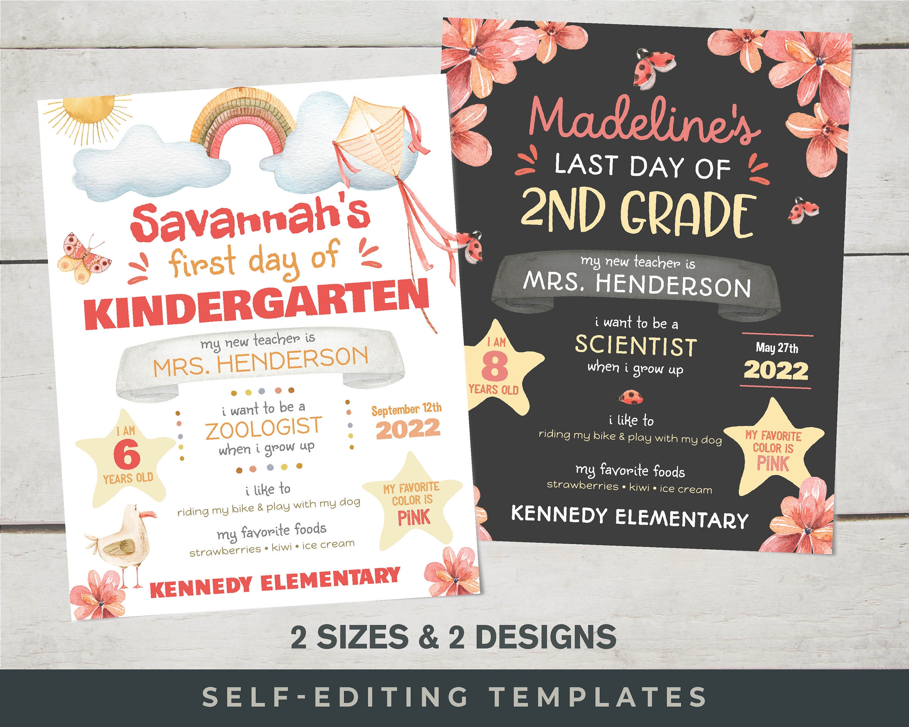 First Day of School Sign TEMPLATES in Corjl Last Day of School Sign 8 ...