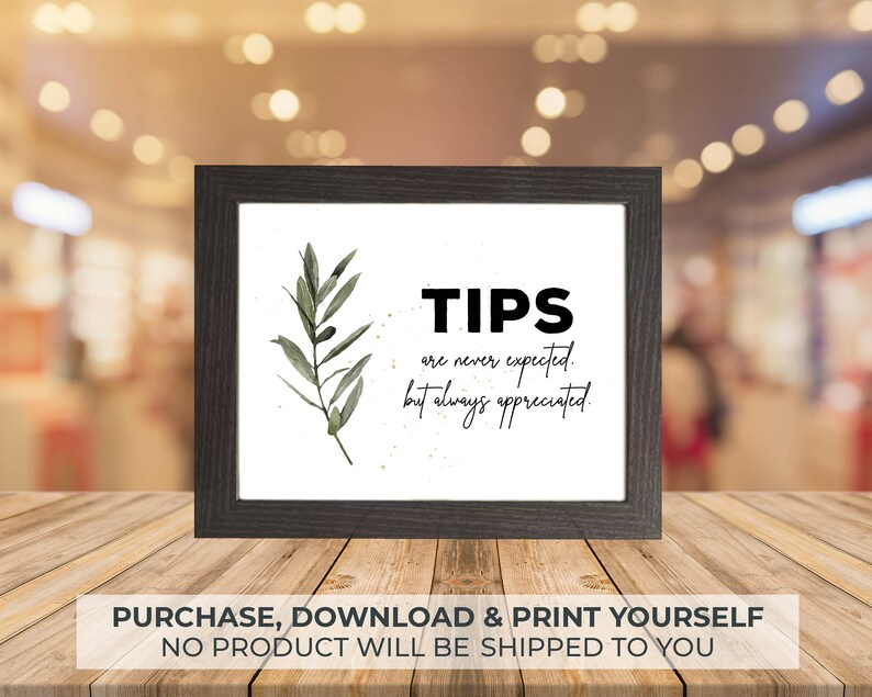 Tips Are Never Expected, but Always Appreciated | INSTANT DOWNLOAD ...