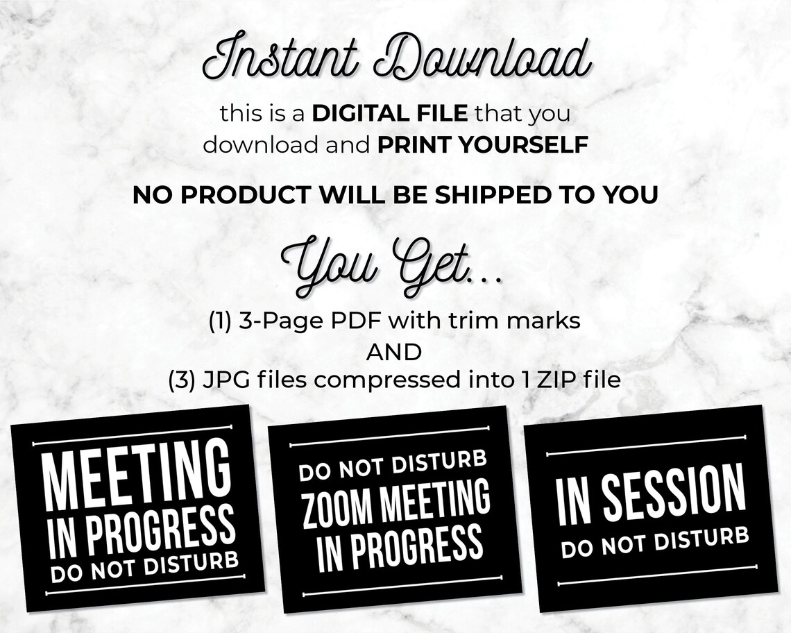 Meeting in Progress PRINTABLE Signs in Session Sign Zoom | Etsy