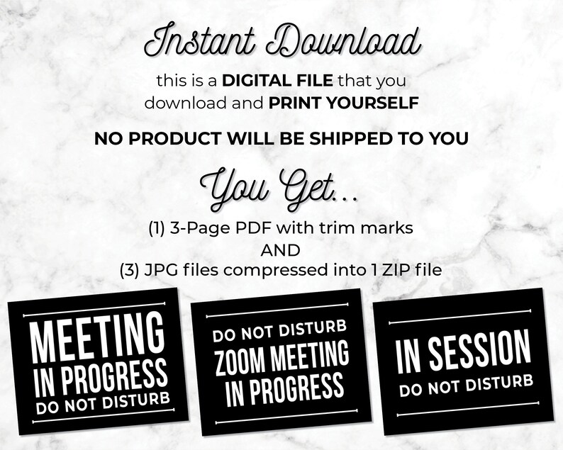 Meeting in Progress PRINTABLE Signs in Session Sign Zoom | Etsy