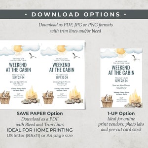 Weekend at the Cabin Invite Self-editing TEMPLATE + Mobile Invite ...